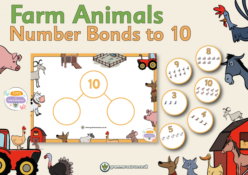EYFS Farm Animals Number Bonds To 10 Grammarsaurus