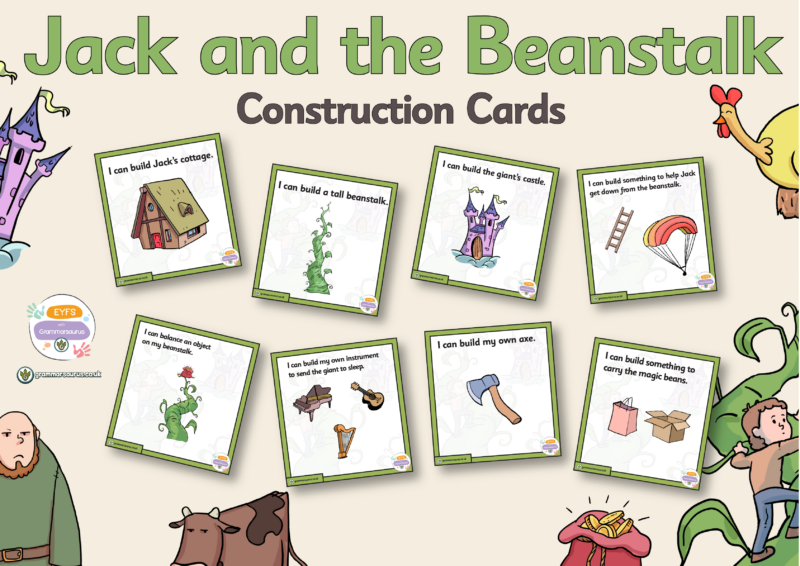 EYFS Jack and the Beanstalk - Construction Cards - Grammarsaurus