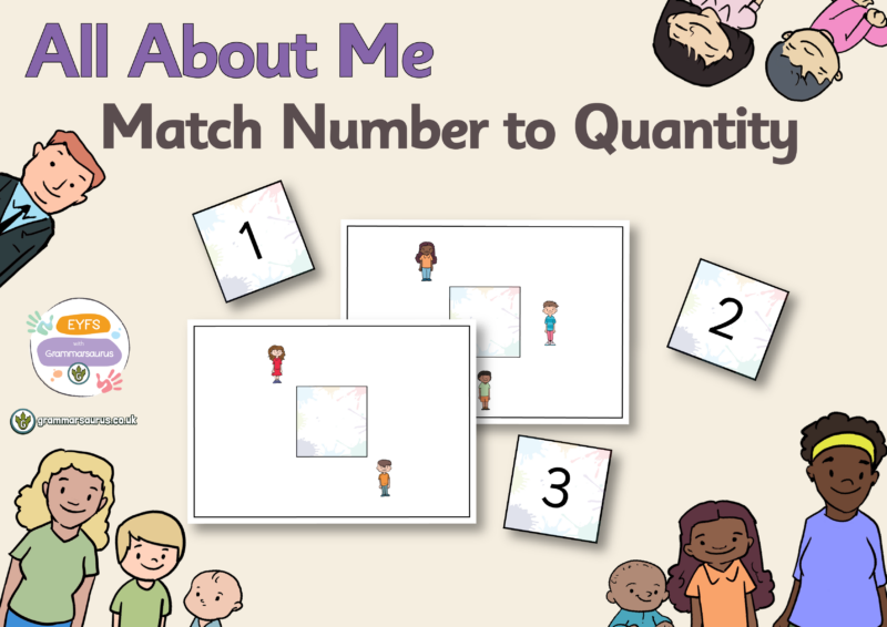 EYFS All About Me - Match Number to Quantity - Grammarsaurus