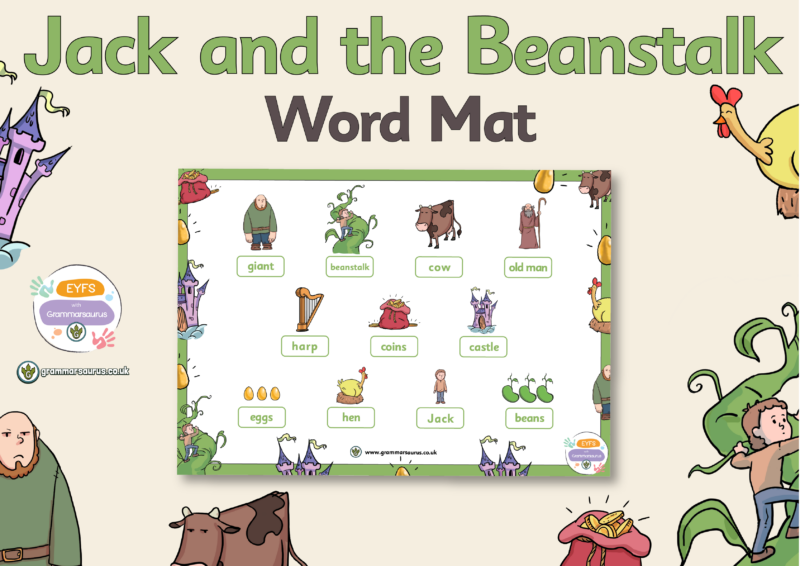 EYFS Jack and the Beanstalk - Word Mat - Grammarsaurus