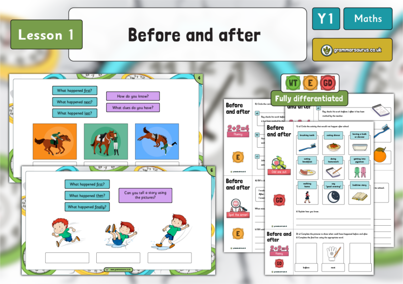 Year 1 Time – Before and after – Lesson 1 - Grammarsaurus