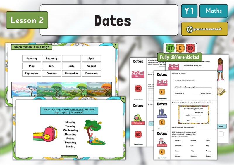 Year 1 Time – Dates – Lesson 2 - Grammarsaurus