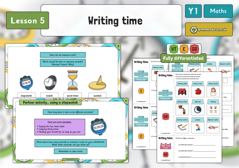 Year 1 Time - Writing Time - Lesson 5 - Grammarsaurus