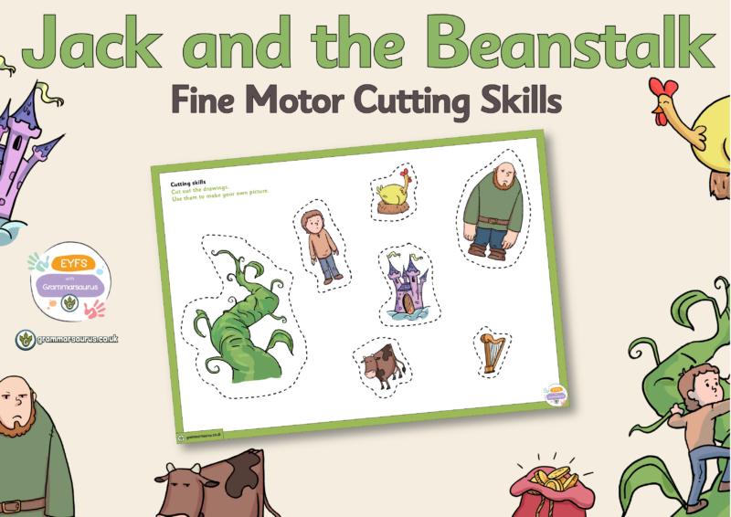 EYFS Jack and the Beanstalk - Fine Motor Cutting Skills - Grammarsaurus