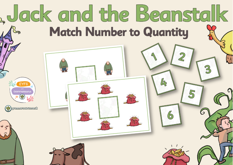 EYFS Jack and the Beanstalk - Match Number to Quantity - Grammarsaurus