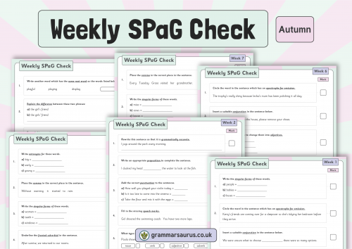 Year 4 Weekly SPaG Check - Autumn - Grammarsaurus