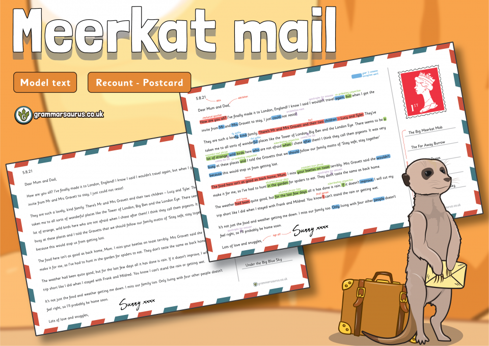 Year 2 Model Text – Recount postcard - Meerkat Mail ( gbsct P2, Grade 1 ...