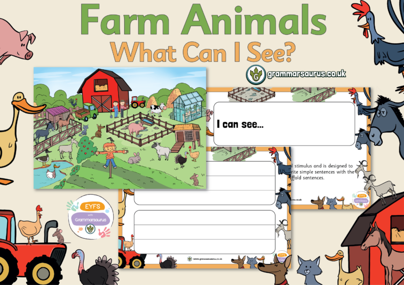 EYFS Farm Animals - Writing What Can I See? - Grammarsaurus