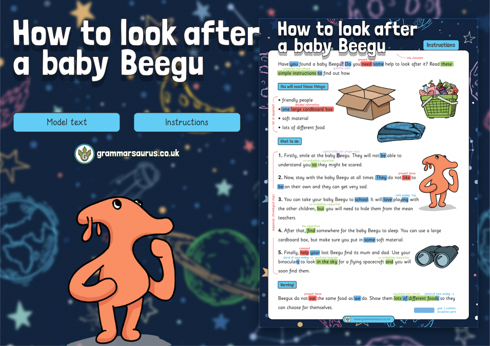 Year 1 Model Text – Instructions – How to look after a baby Beegu ...