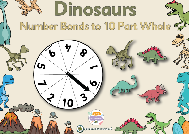 EYFS Dinosaurs - Number Bonds to 10 Part Whole - Grammarsaurus