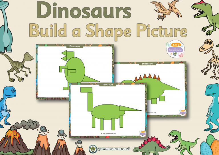 EYFS Dinosaurs - Build a Shape Picture - Grammarsaurus