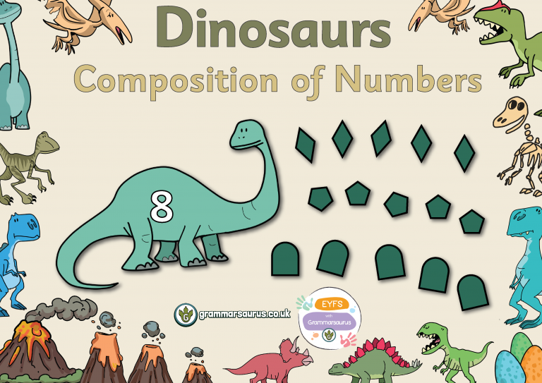 EYFS Dinosaurs - Composition of Numbers - Grammarsaurus