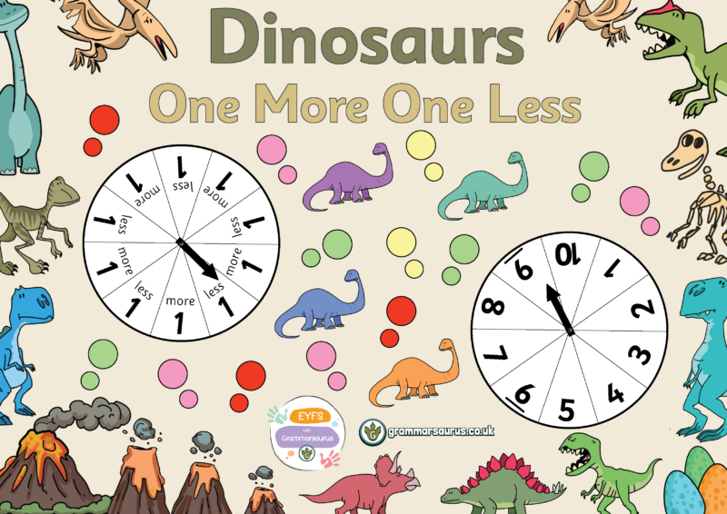 EYFS Dinosaurs - One More and One Less - Grammarsaurus