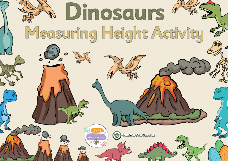 EYFS Dinosaurs - Measuring Height Activity - Grammarsaurus