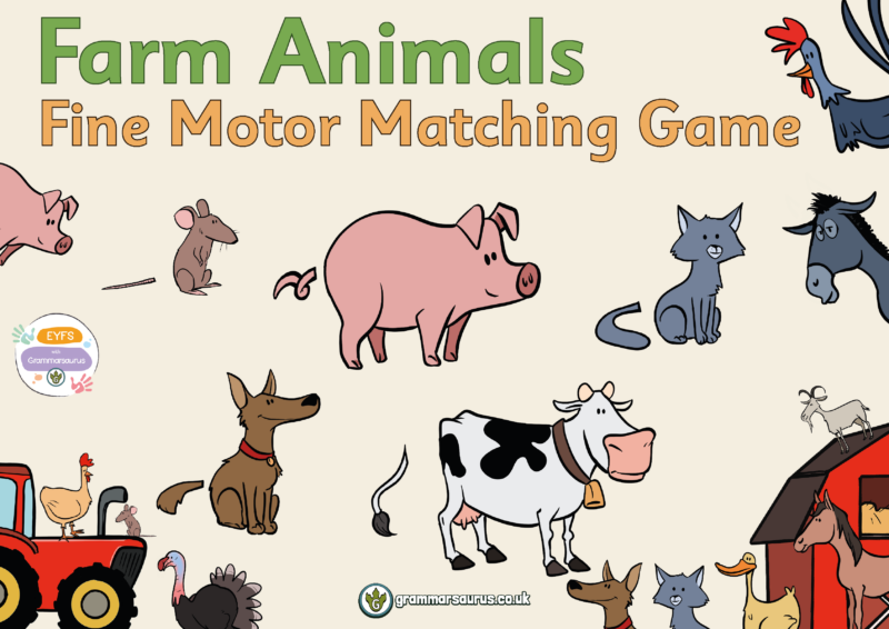 EYFS Farm Animals - Fine Motor Matching Game - Grammarsaurus