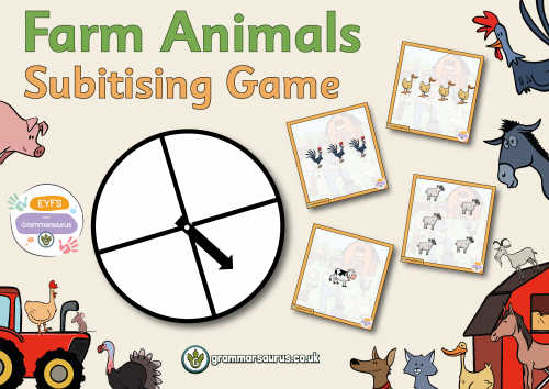 EYFS Farm Animals - Subitising Game - Grammarsaurus