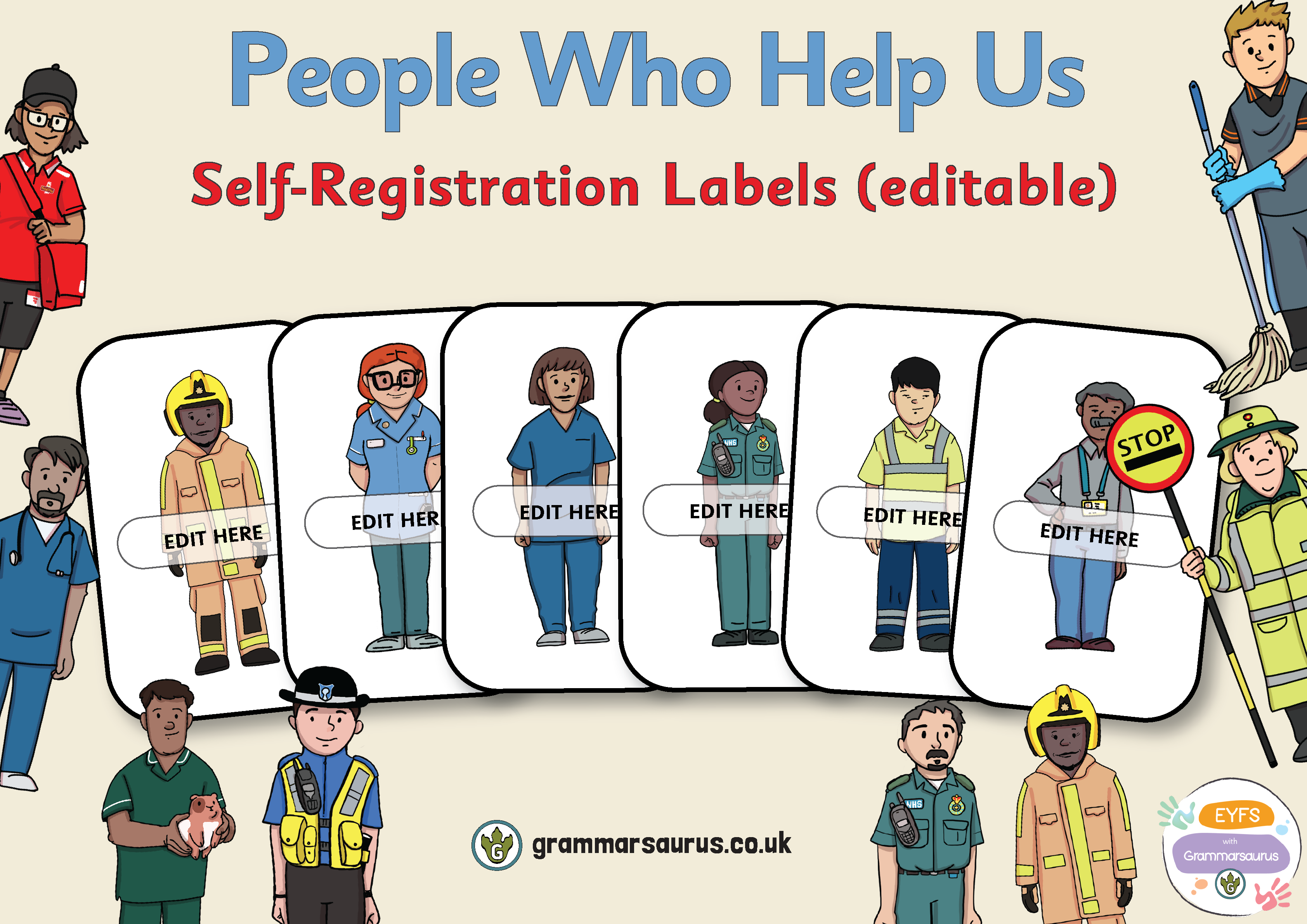 EYFS People Who Help Us - Self Registration Labels (editable ...