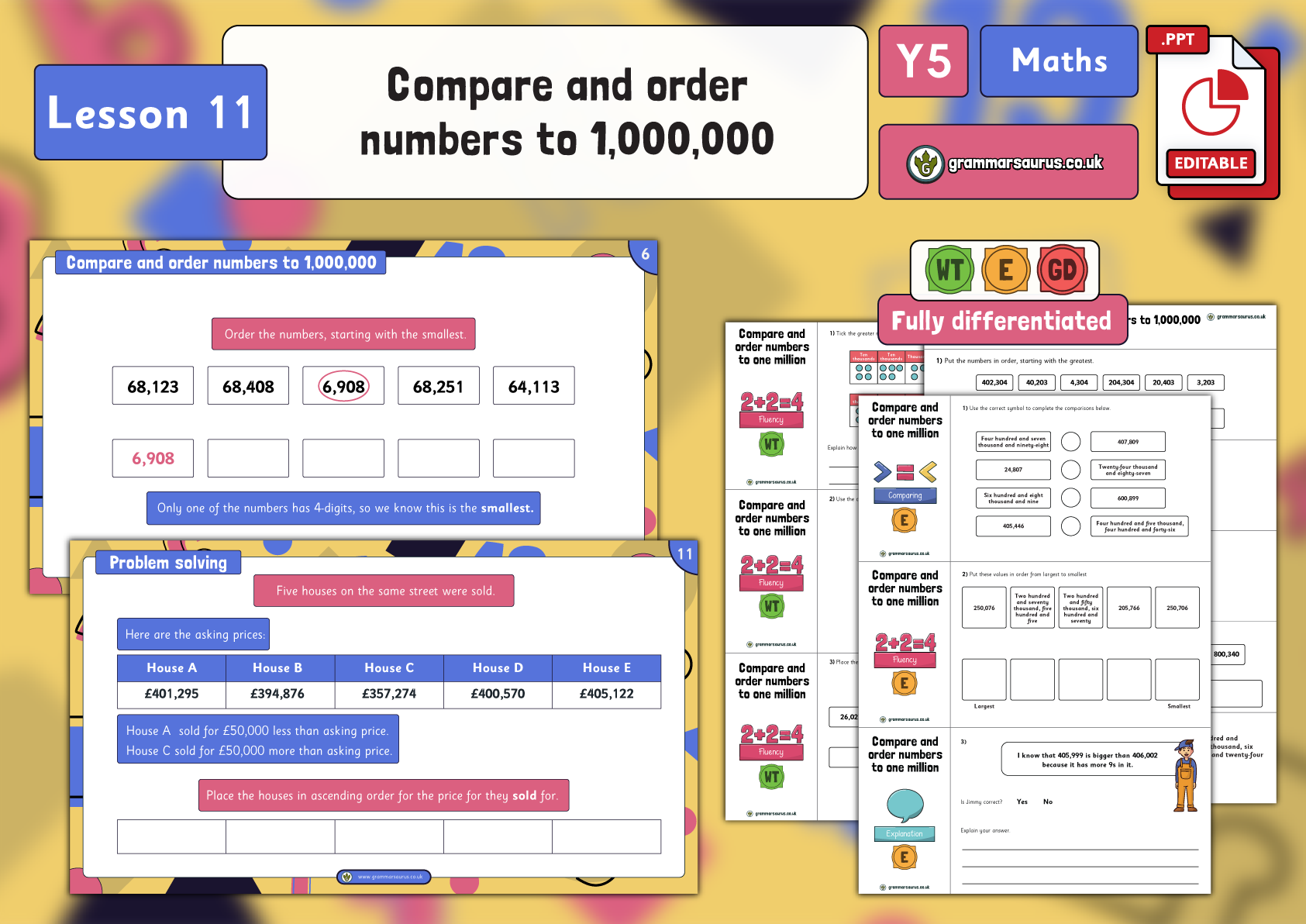 Year 5 Place Value – Compare and order numbers to 1,000,000 – Lesson 11 ...