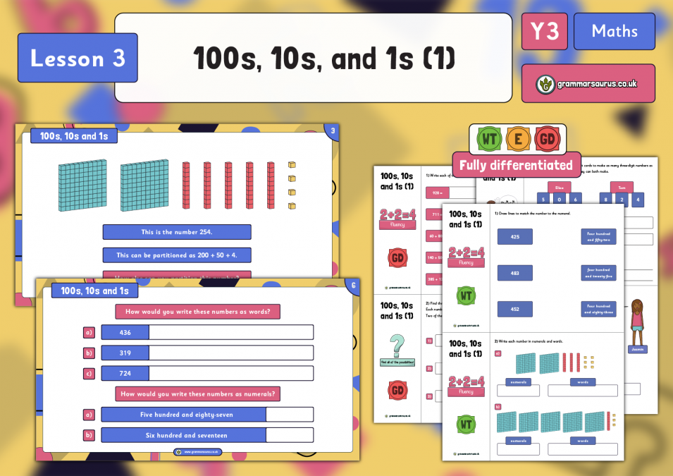 Year 3 Place Value 100s 10s 1s 1 Lesson 3 Grammarsaurus