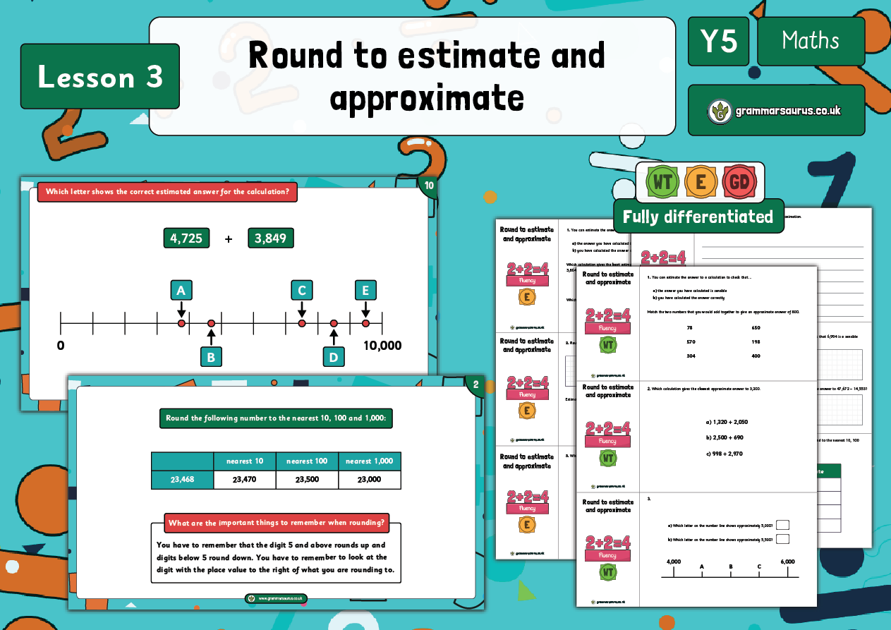 Year 5 Addition and Subtraction - Round to estimate and approximate ...