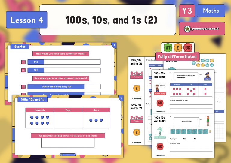 Year 3 Place Value – 100s,10s,1s (2) – Lesson 4 - Grammarsaurus