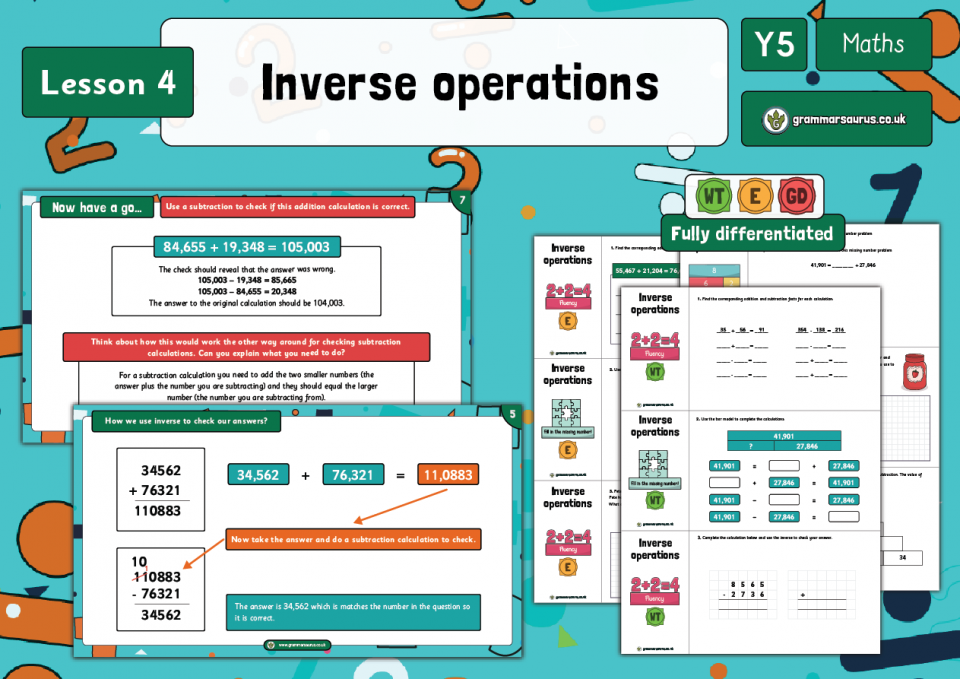 Year 5 Addition and Subtraction - Inverse Operations - Lesson 4 ...