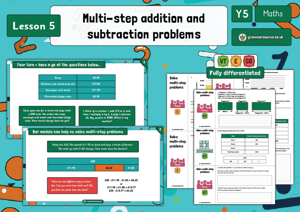 Year 5 Addition and Subtraction - Multi-step addition and subtraction problems - Lesson 5 ...