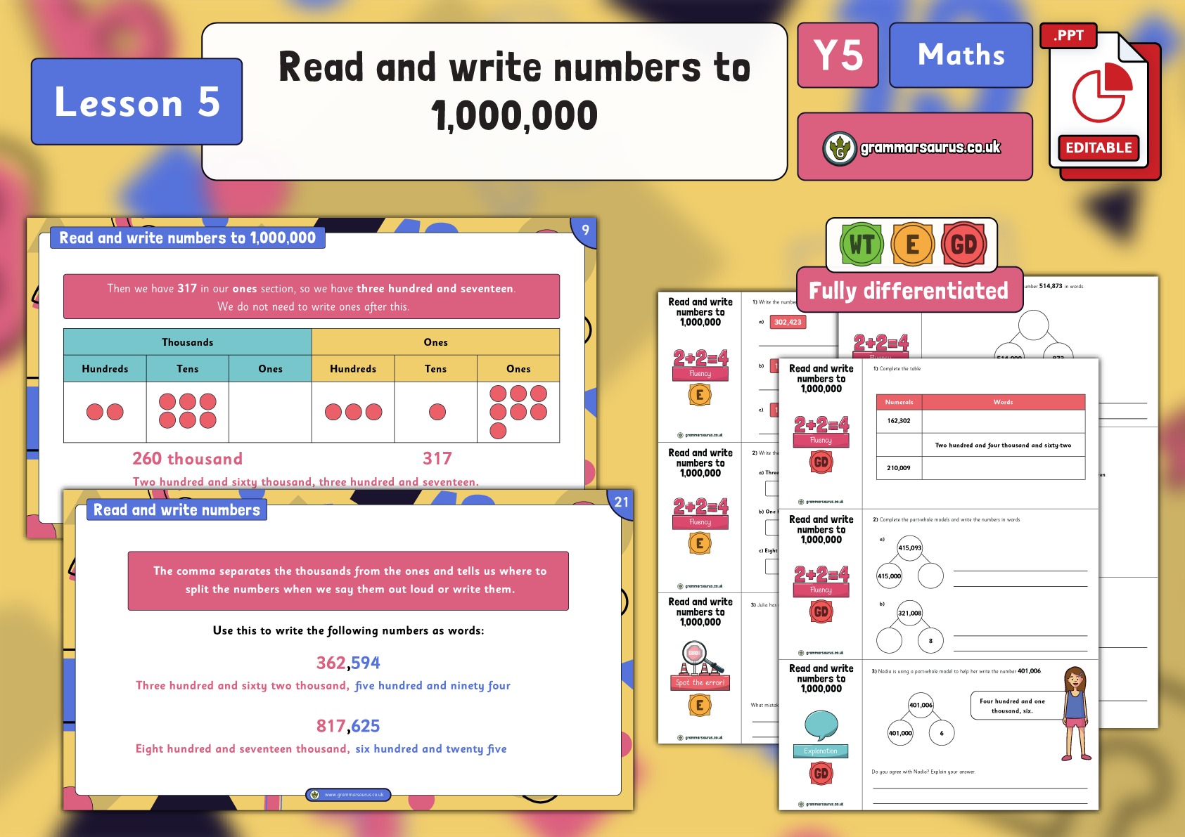 Year 5 Place Value – Read and write numbers to 1,000,000 – Lesson 5 ...