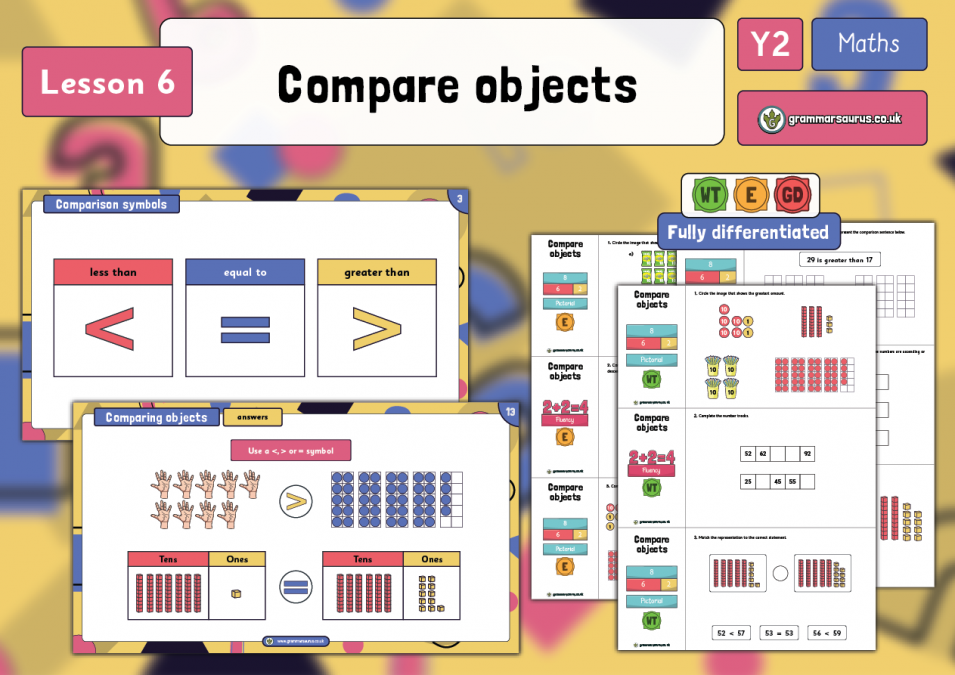 Year 2 Place Value Compare Objects Lesson 6 Grammarsaurus