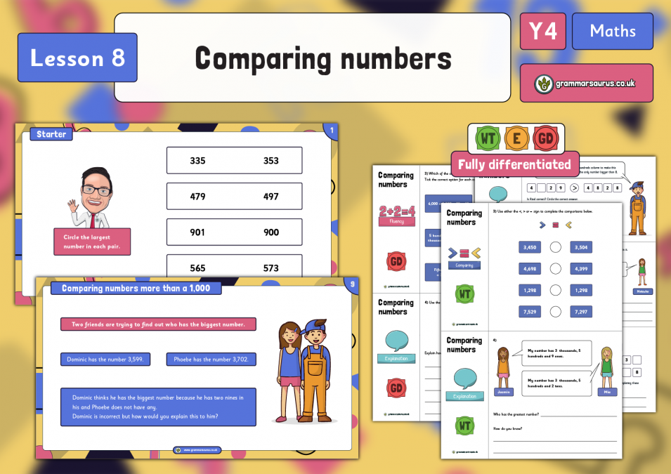 Year 4 Place Value – Comparing numbers – Lesson 8 - Grammarsaurus