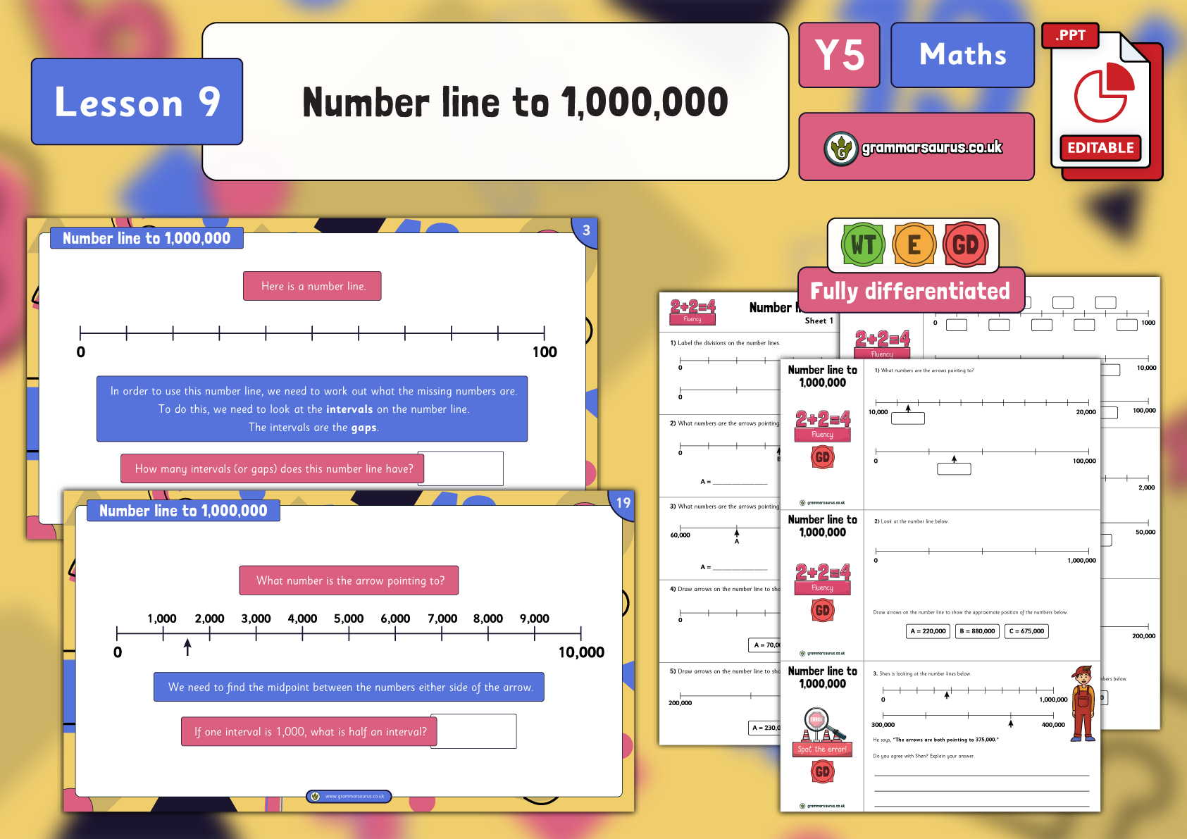 Year 5 Place Value – Number line to 1,000,000 – Lesson 9 - Grammarsaurus
