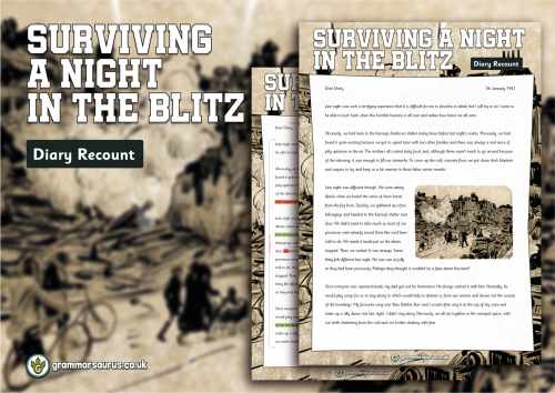 Year 4 Model Text – Diary entry - Surviving the Blitz - Grammarsaurus