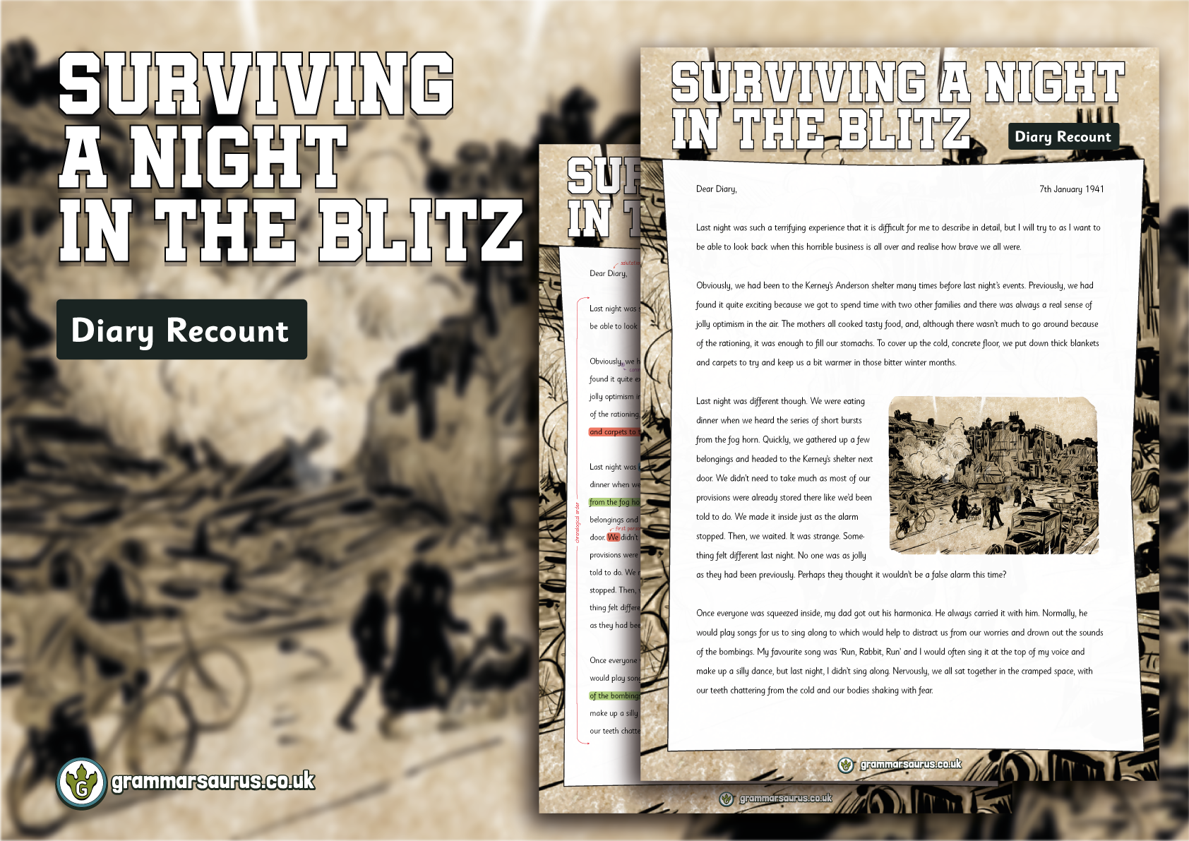 Year 4 Model Text – Diary entry - Surviving the Blitz - Grammarsaurus