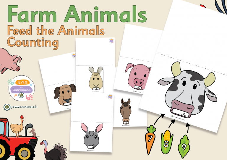 EYFS Farm Animals - Feed the Animals Counting Game - Grammarsaurus