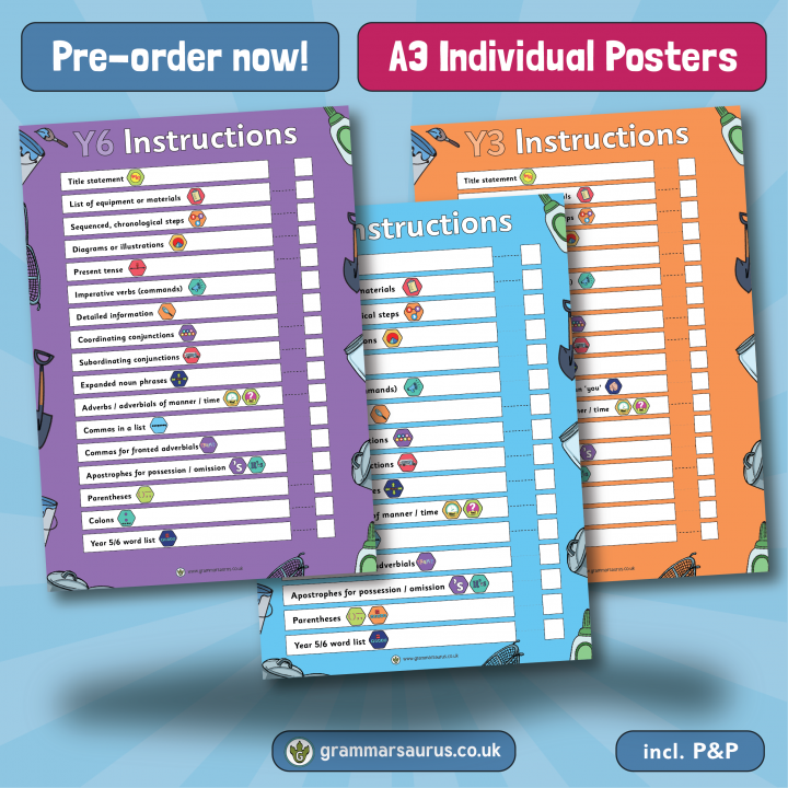 A3 Individual Posters - Grammarsaurus
