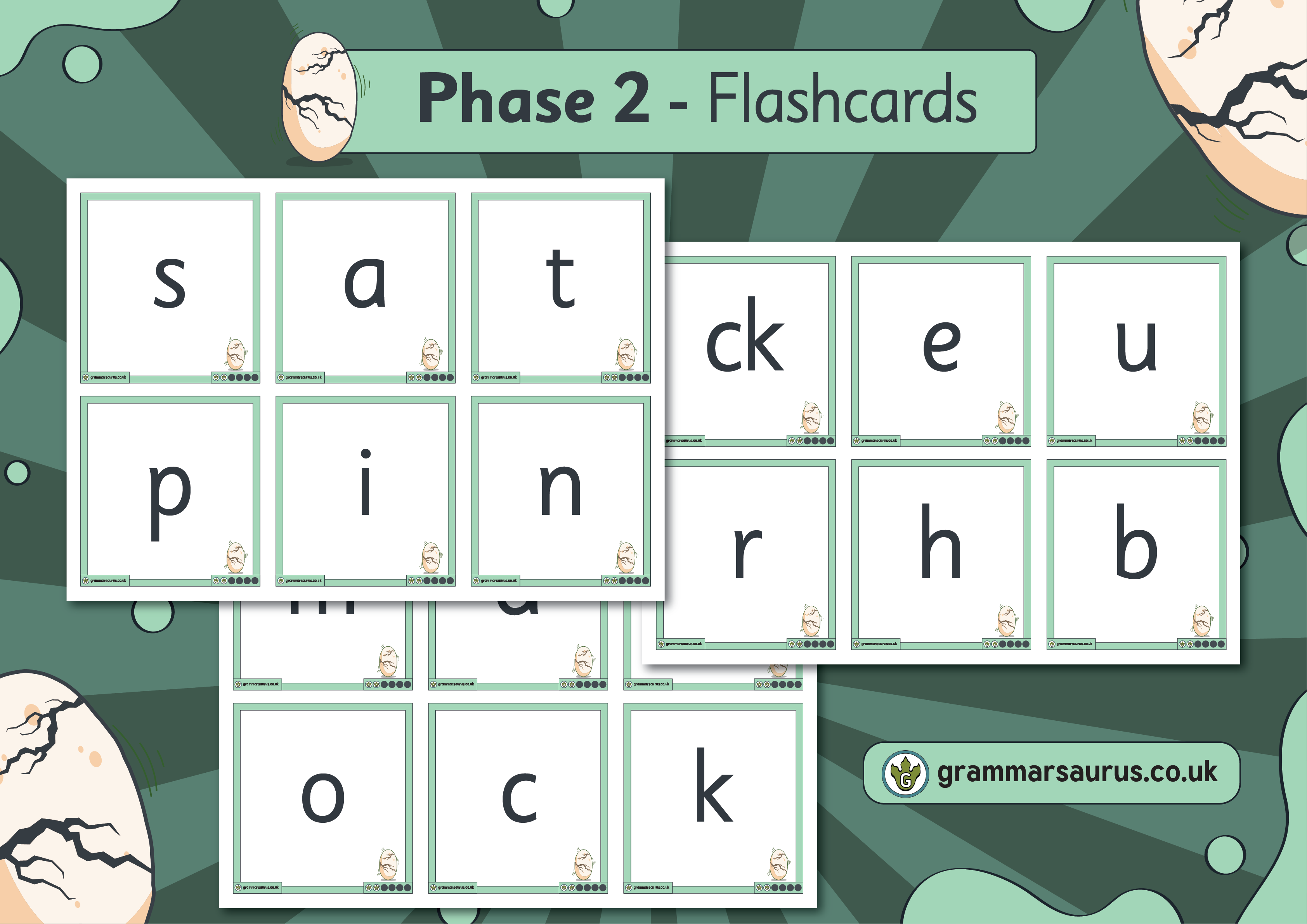 Phonics Phase 2 - Flashcards - Grammarsaurus