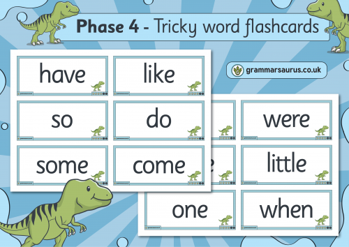 Phonics Phase 4 - Tricky Word Flashcard - Grammarsaurus