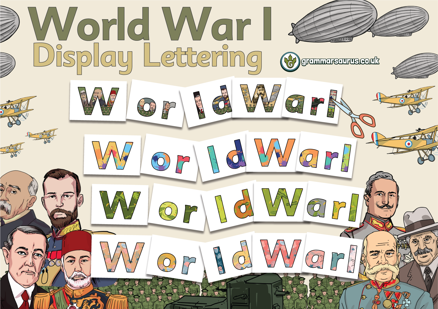 History - World War One - Display Lettering - Grammarsaurus