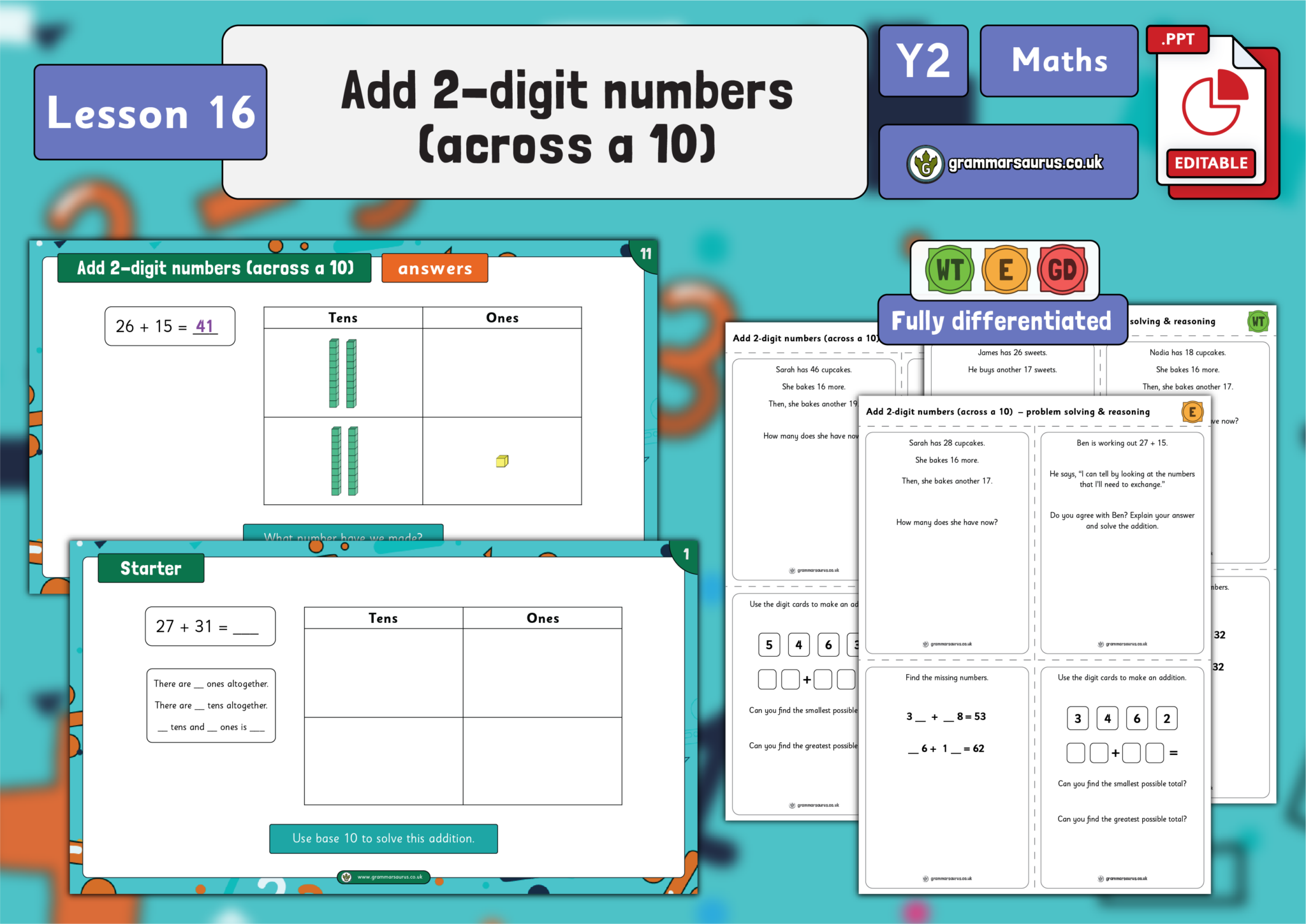 Year 2 Addition and Subtraction - Add 2-digit numbers (across a 10 ...