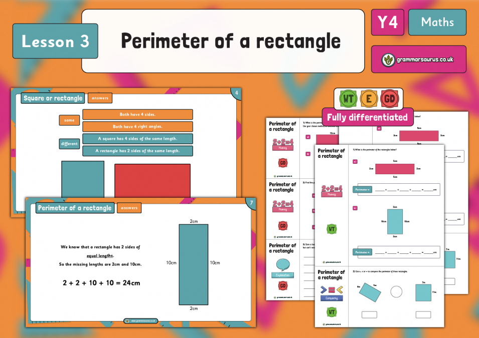 Year 4 Length and Perimeter - Perimeter of a rectangle - Lesson 3 ...