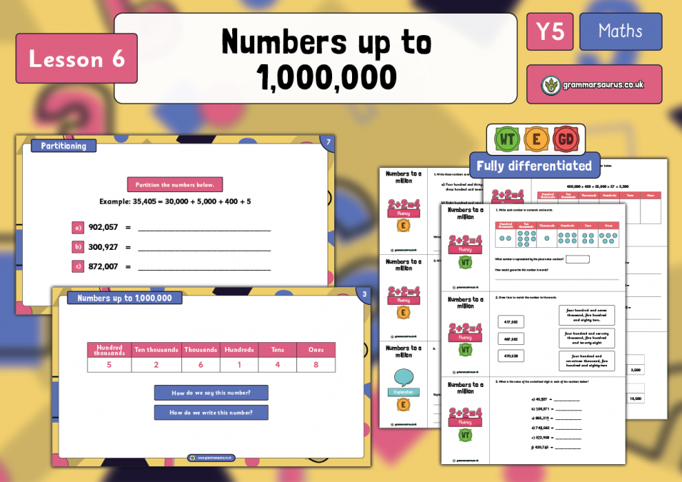 Year 5 Place Value – Numbers up to 1,000,000 – Lesson 6 - Grammarsaurus