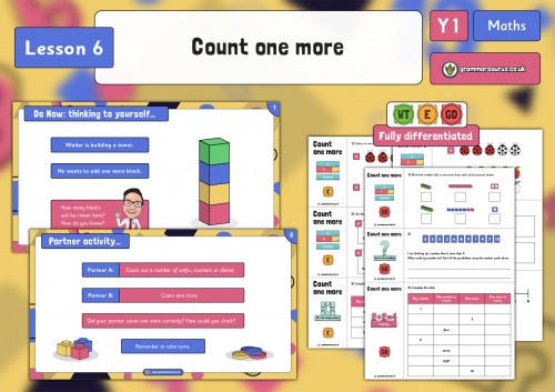Year 1 Place Value (within 10) - Count one more - Lesson 6 - Grammarsaurus