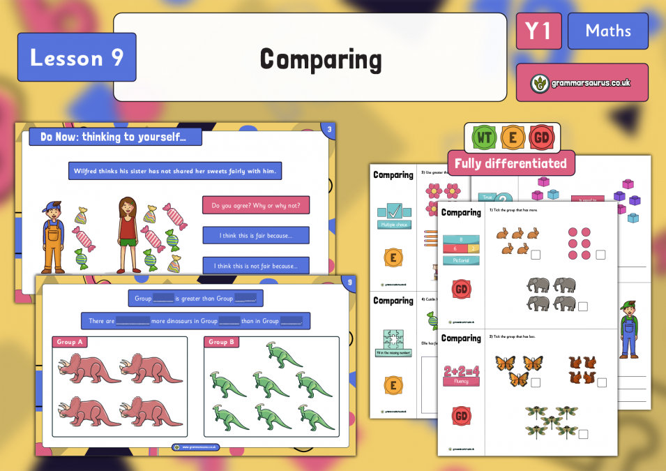 Year 1 Place Value (within 10) – Comparing – Lesson 9 - Grammarsaurus
