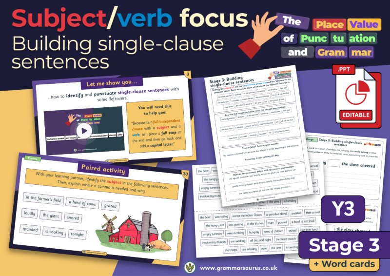 Year 3 Place Value of Punctuation and Grammar - Building single-clause ...
