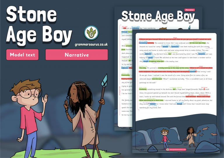 Year 3 Model Text - Narrative - Stone Age Boy - Grammarsaurus