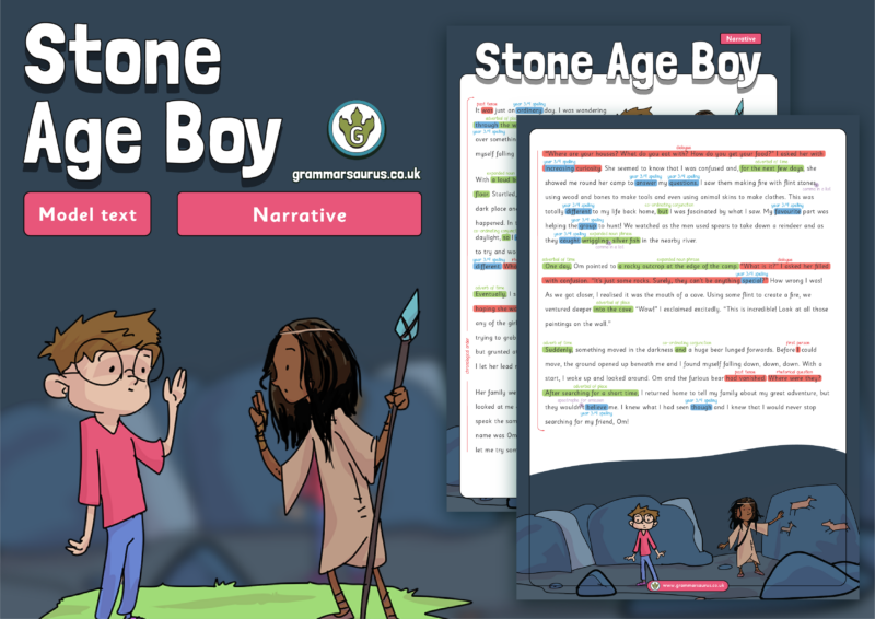 Year 3 Model Text - Narrative - Stone Age Boy - Grammarsaurus