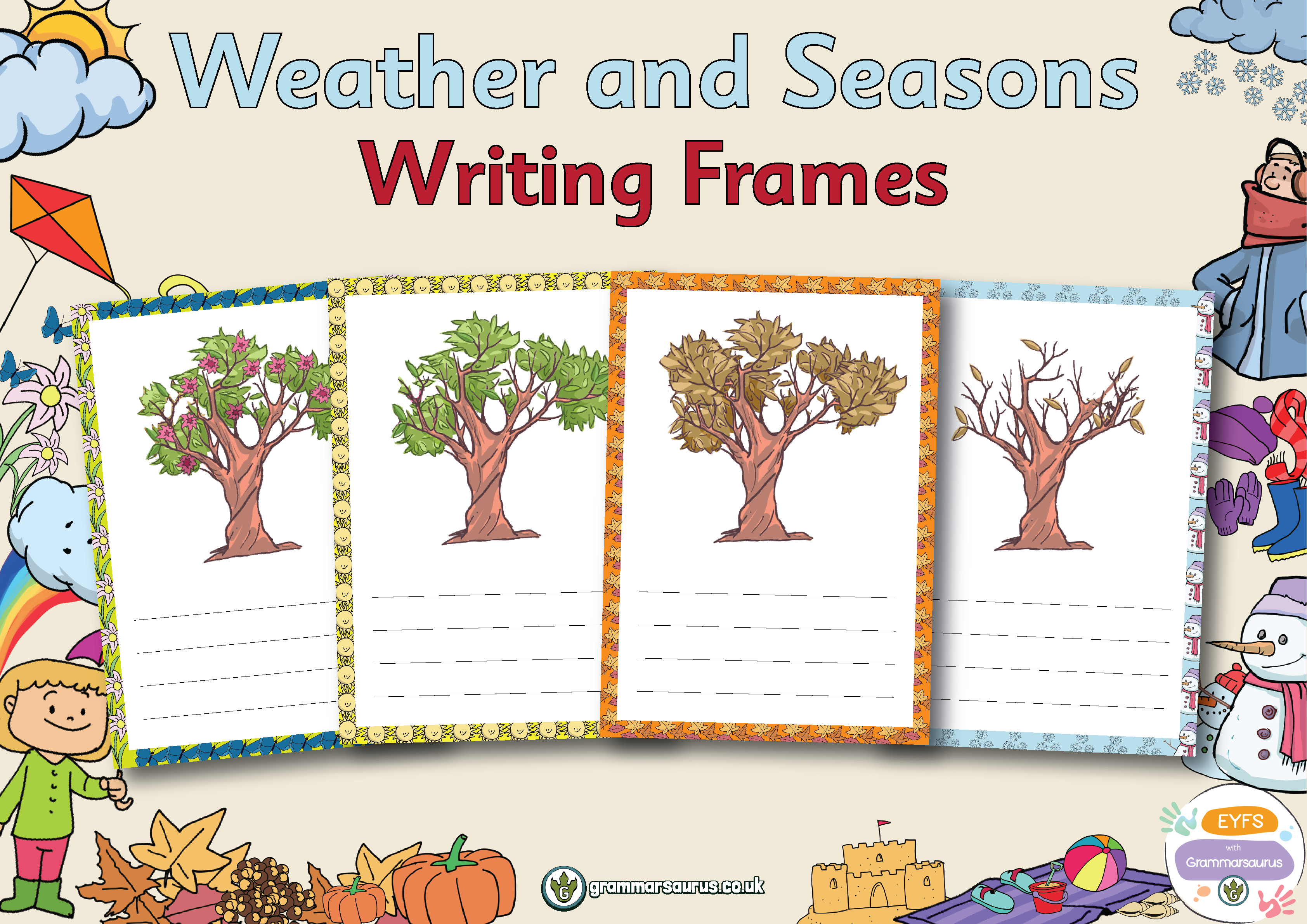 EYFS Weather and Seasons - Writing Frames - Grammarsaurus