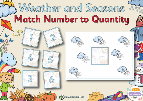 EYFS Weather and Seasons - Match Number to Quantity - Grammarsaurus