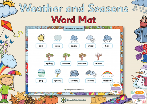 EYFS Weather and Seasons - Word Mat - Grammarsaurus