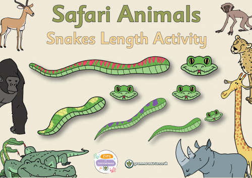 EYFS Safari Animals - Snakes Length Activity - Grammarsaurus